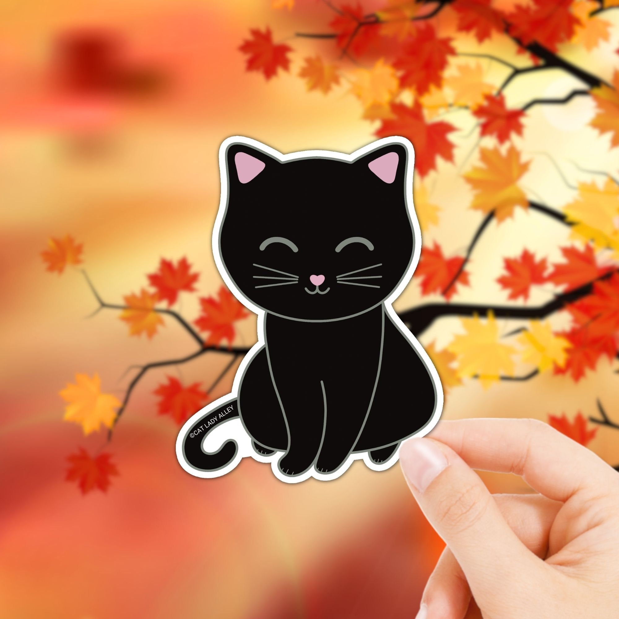 Black Cat Sticker - Etsy