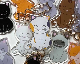 Waffle Cat and Clown Cat Acrylic Keychain Set of 2 / 2in Double-sided ...