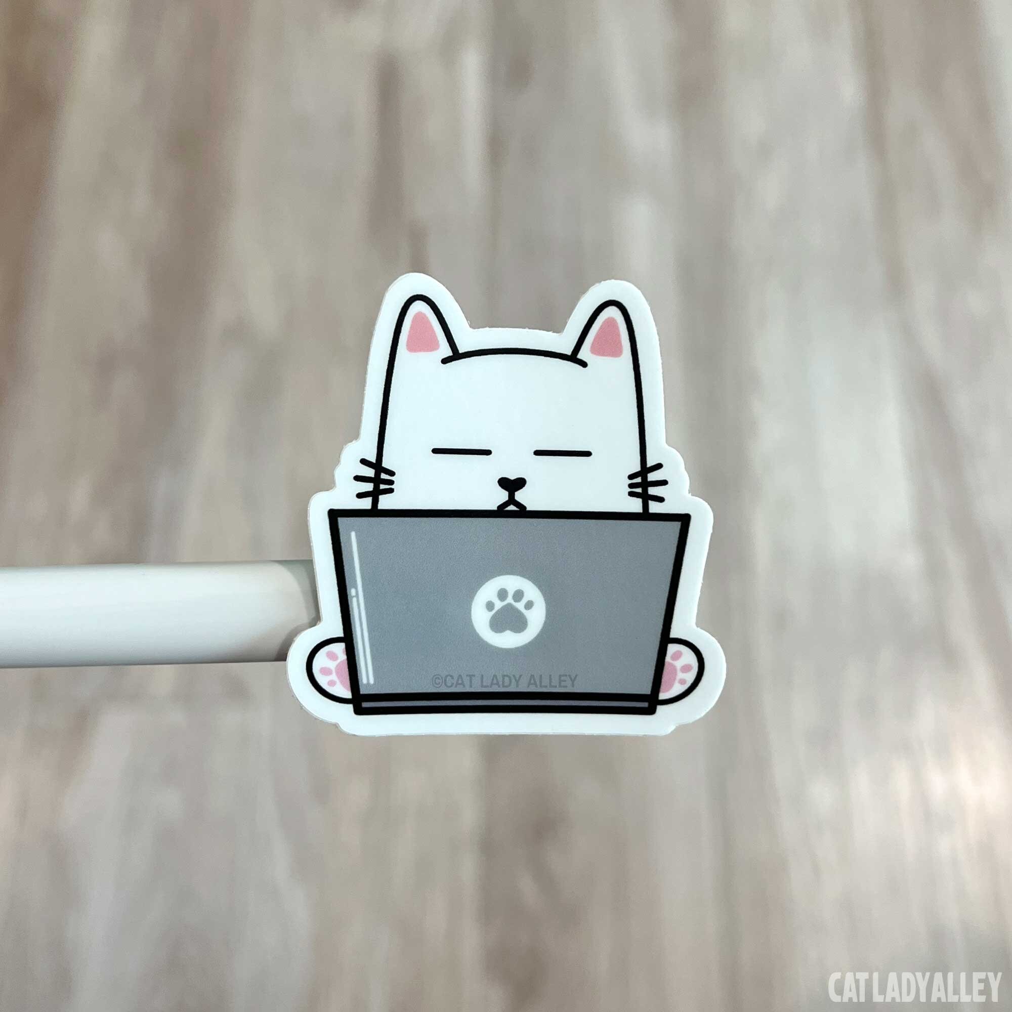Over-it Cat on Laptop Sticker - Etsy