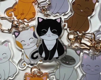 Cat in a Box Acrylic Keychain Kawaii Cat, Black Cat, Tabby Cat, Cat ...