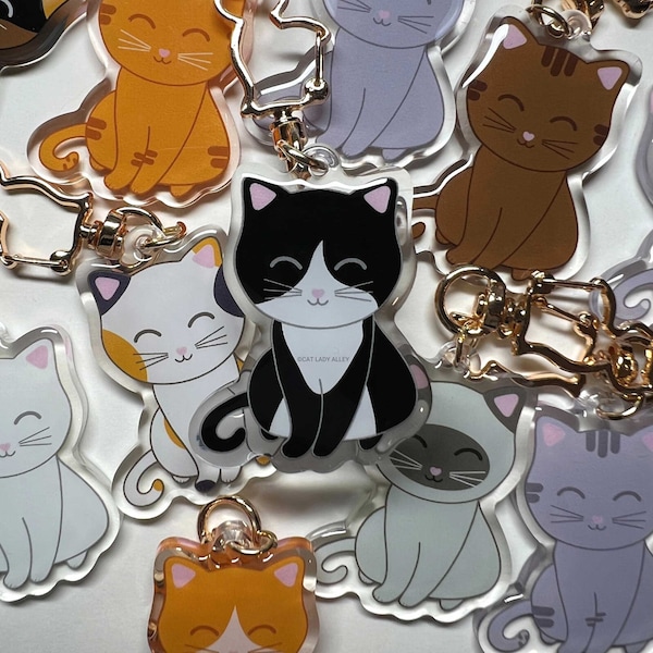 Tuxedo Cat Keychain - Etsy