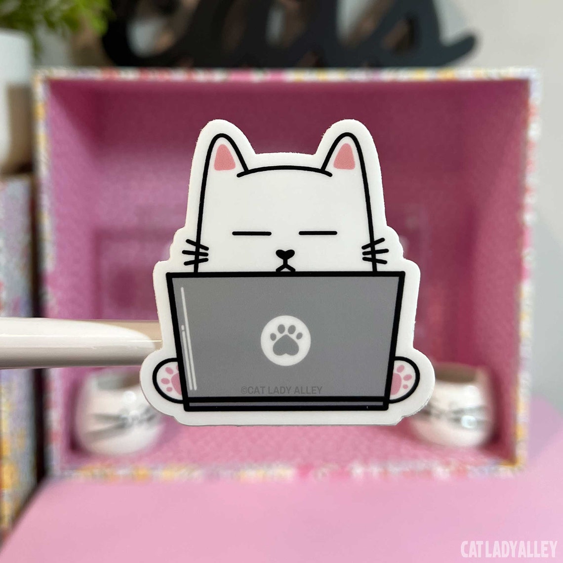 Over-it Cat on Laptop Sticker - Etsy