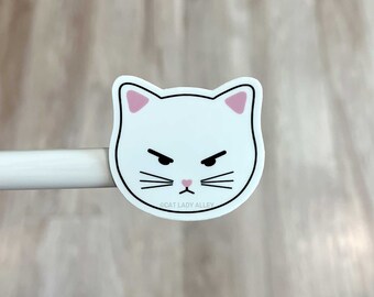 Angry Emo Cat Sticker Holographic Cat Sticker, Waterproof, Cute Cat ...