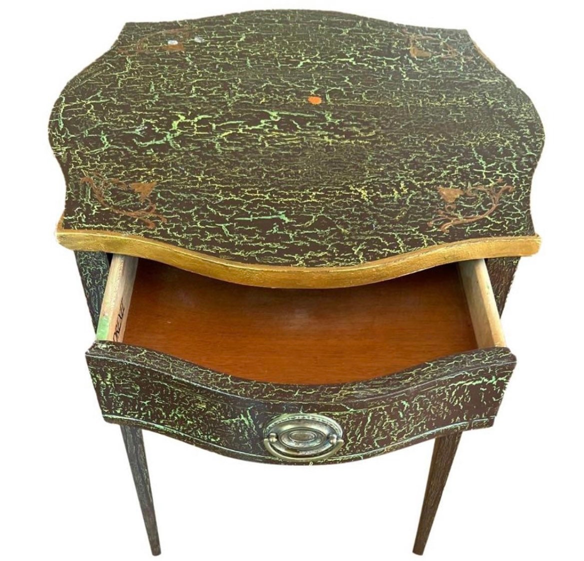 Drexel Side Table With Green Craquelure Finish - Etsy
