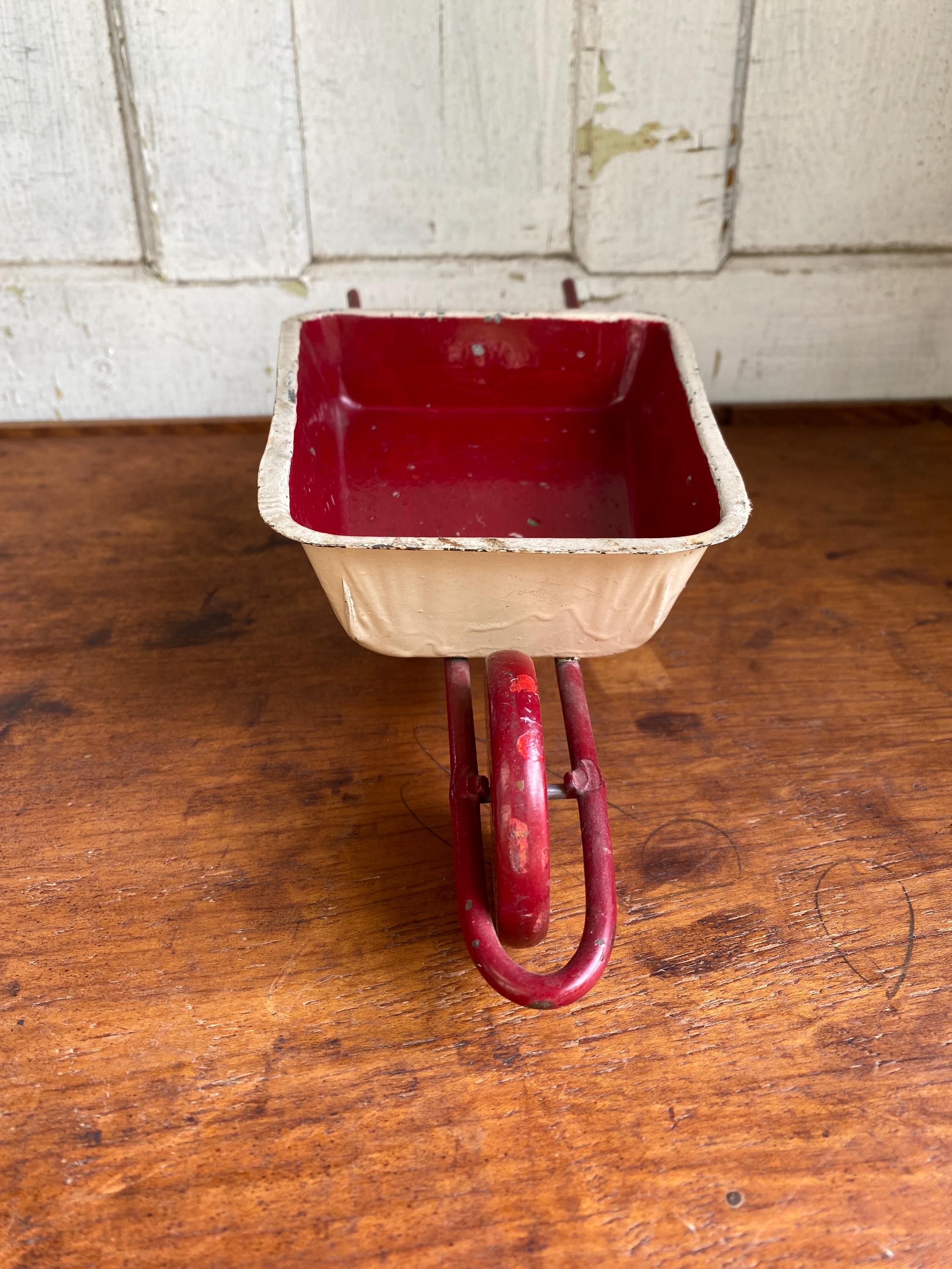 Antique Children’s Wheelbarrow Toy | Vintage Cream and Red Wheelbarrow ...