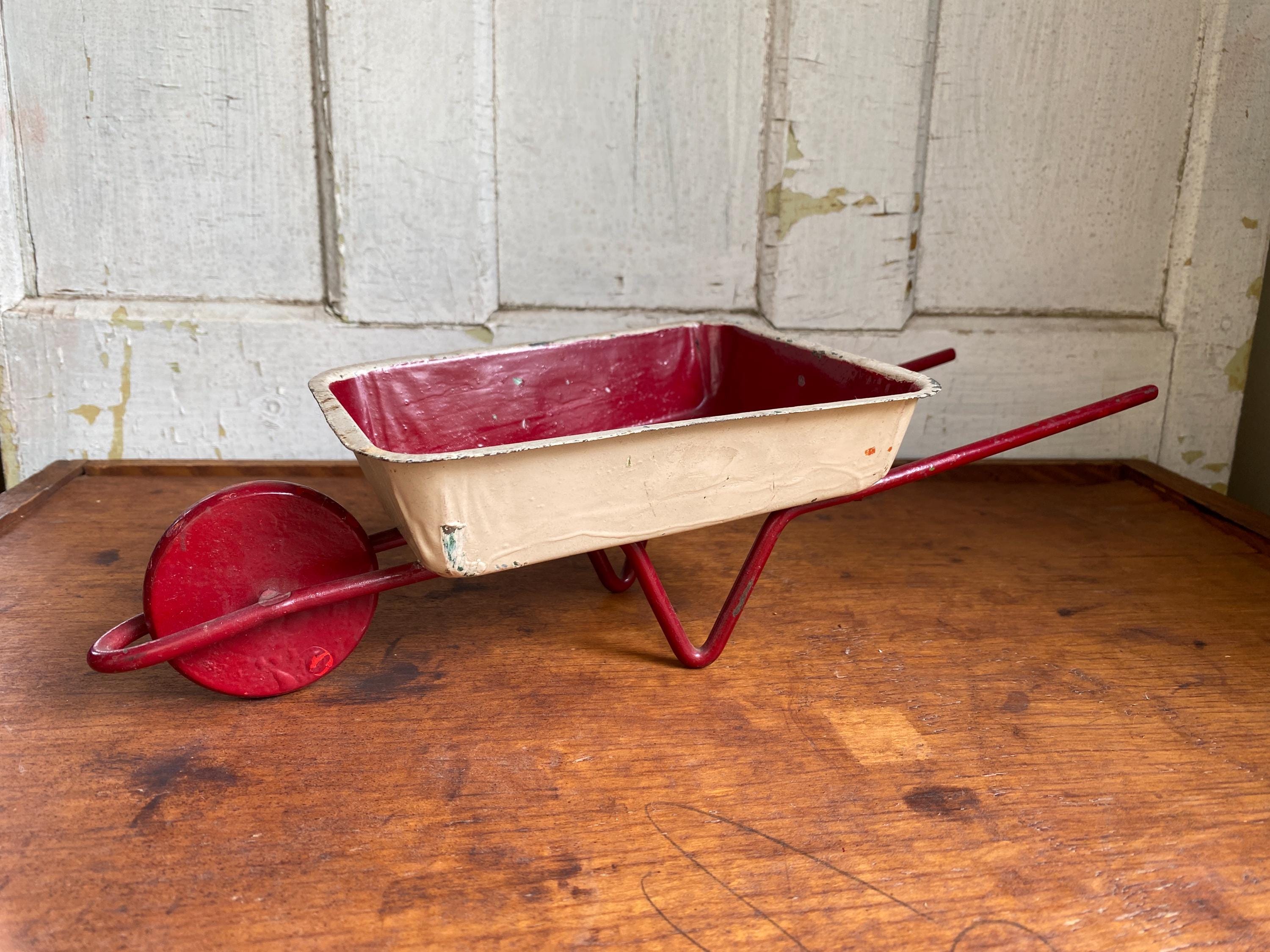 Antique Children’s Wheelbarrow Toy | Vintage Cream and Red Wheelbarrow ...