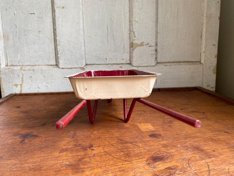 Antique Children’s Wheelbarrow Toy | Vintage Cream and Red Wheelbarrow ...