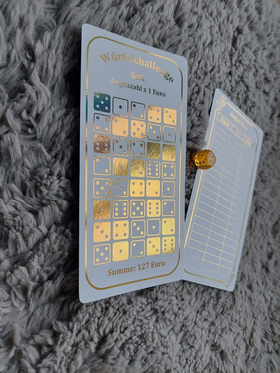 Dice Challenge Soft - Savings Game for the A6 Budget Binder, Elegantly ...