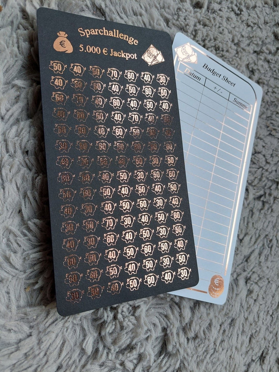 A5 5,000 Euro Challenge NEXT LEVEL for the A5 Budget Binder on Black Paper, Elegantly Foiled ...