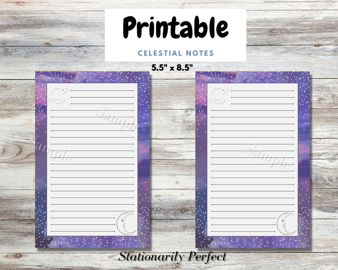 Celestial Printable Stationery Moon and Stars Witchy - Etsy