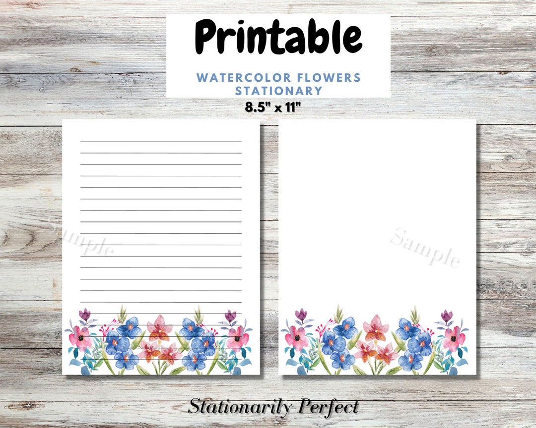 Watercolor Flowers Printable Stationery Writing Paper - Etsy