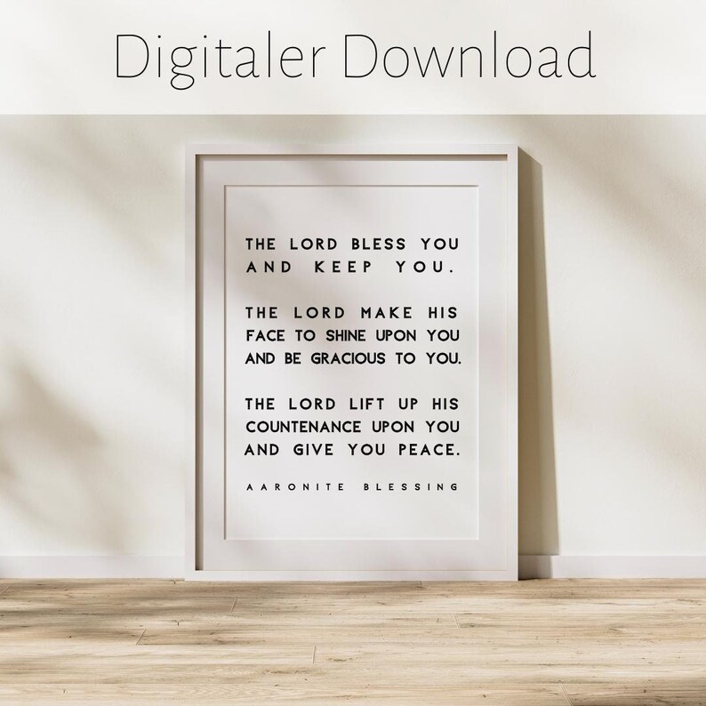 Aaronite Blessing Poster Digital Download Christian Print English ...