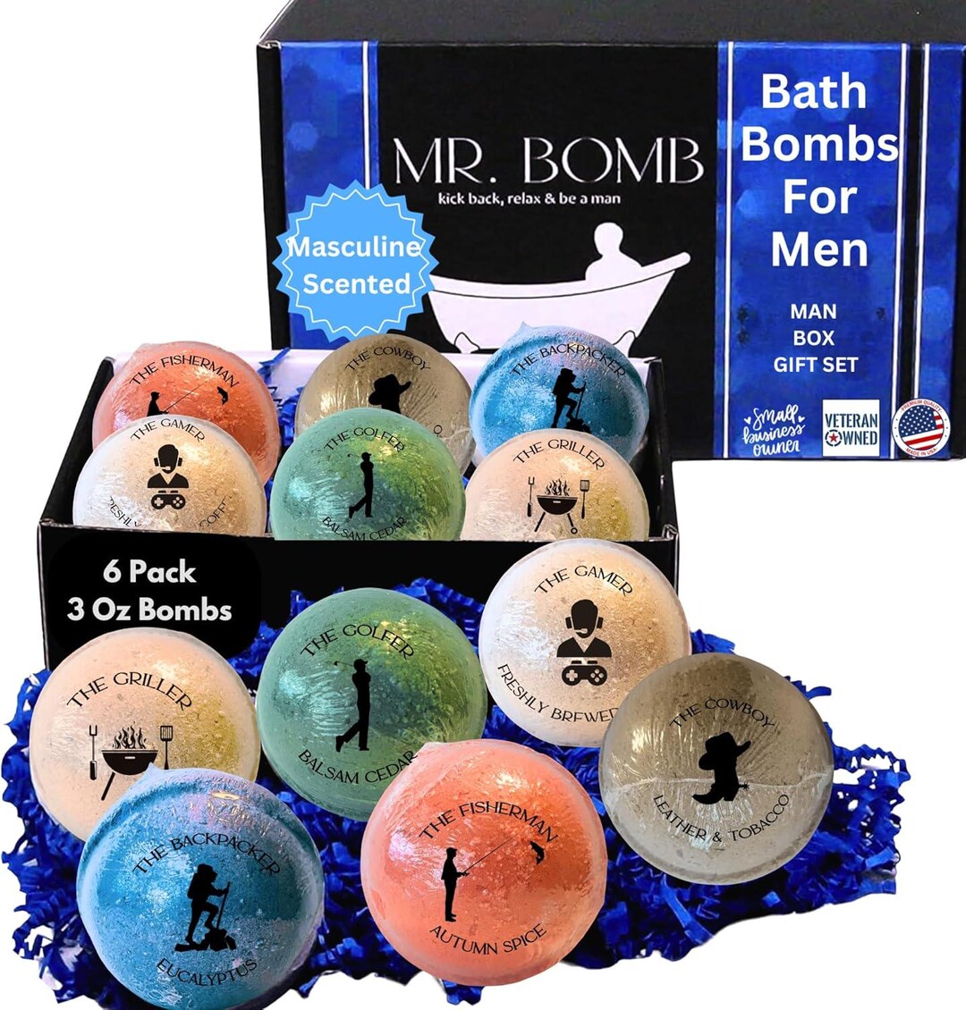 Dude Bath Bombs for Men, Man-up Collection, Gift for Him, Manly Bath ...
