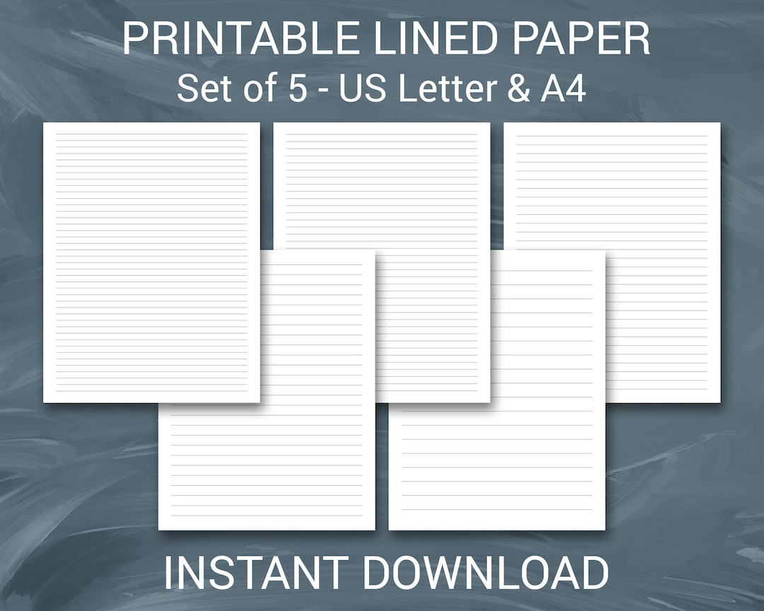 Printable Lined Paper PDF, Narrow Ruled Paper, Wide Ruled Paper ...