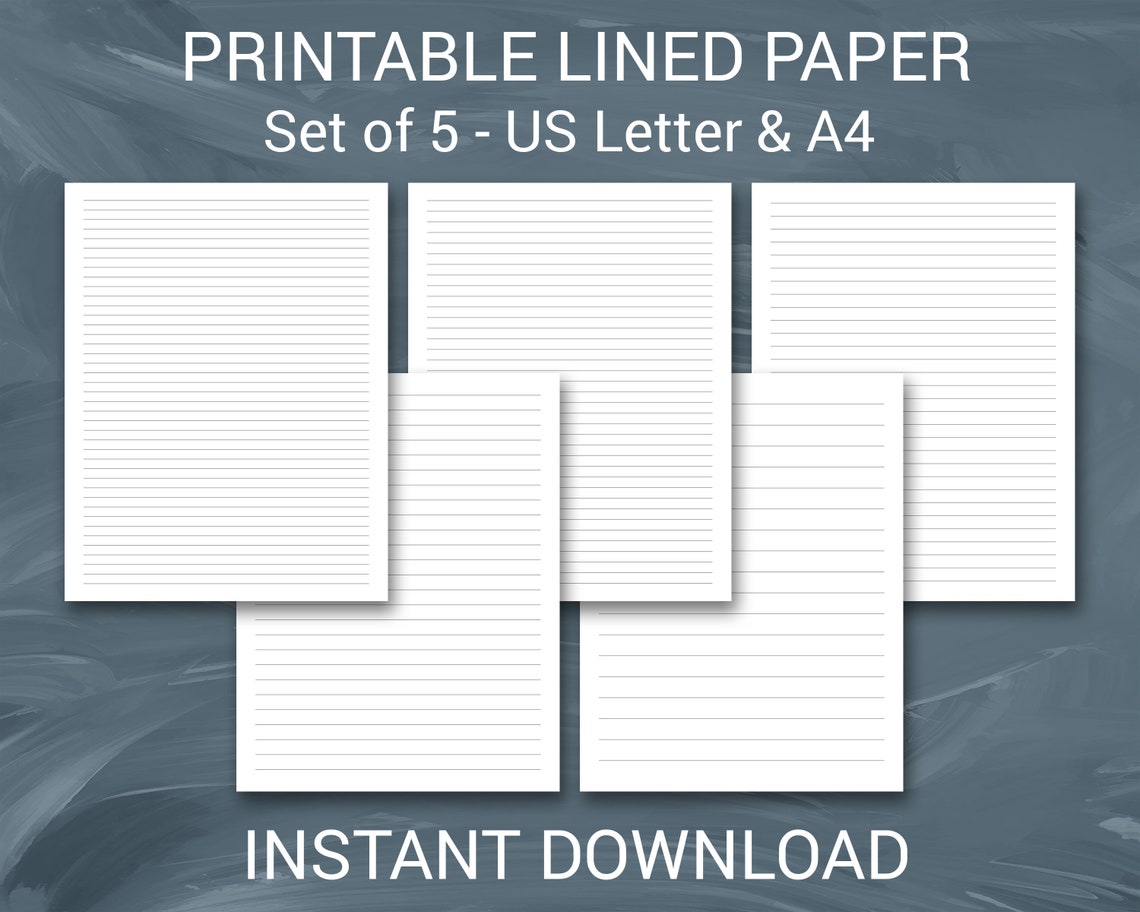 Printable Lined Paper PDF, Narrow Ruled Paper, Wide Ruled Paper ...