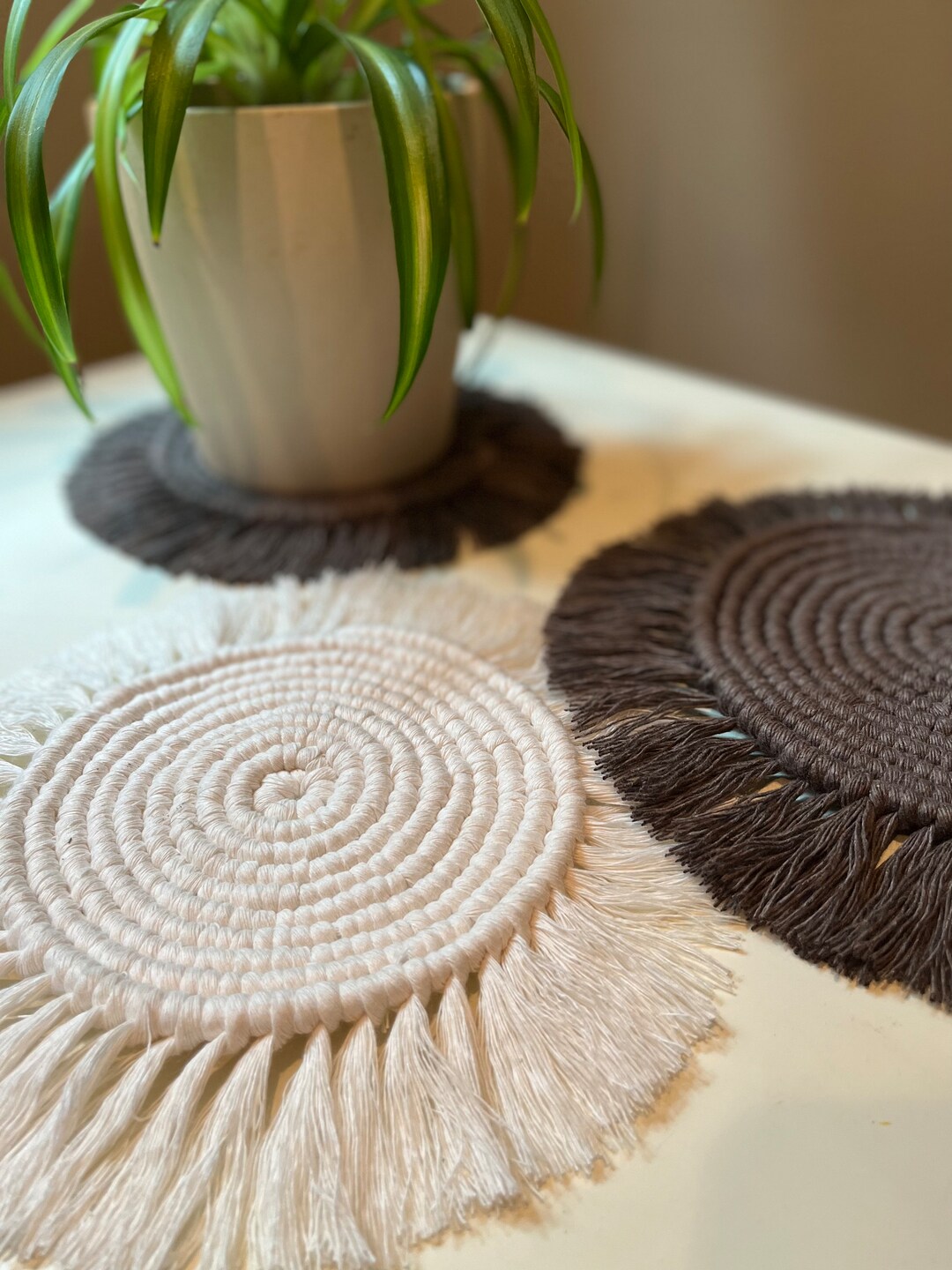 Macrame Coiled Boho Trivet - Etsy