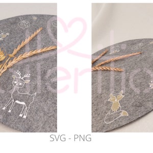 Waldtiere Herbst Bundle - Plotterdatei, SVG, PNG, Fuchs, Reh, Eule, Schnecke, Eichhörnchen ...