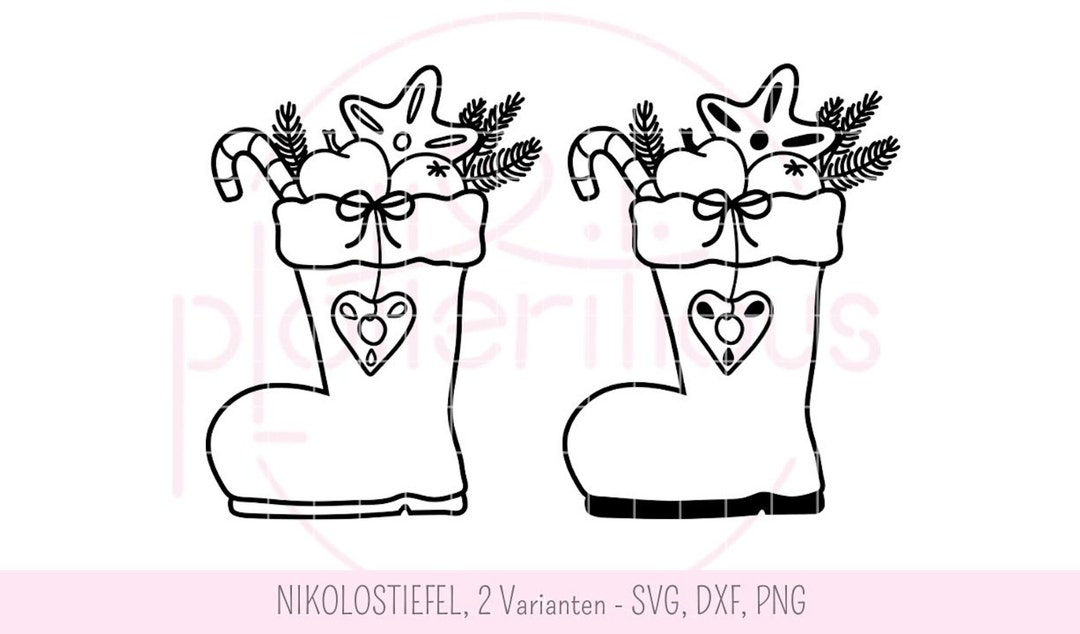 Santa Claus Boots, 2 Variants - Plotter File, SVG, DXF, PNG, Saint ...