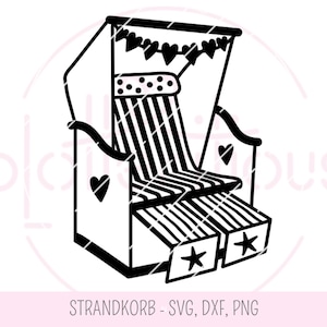 Strandkorb - Plotterdatei, SVG, DXF, PNG, Sommer, Urlaub, Strand, Meer, maritim, Entspannung ...