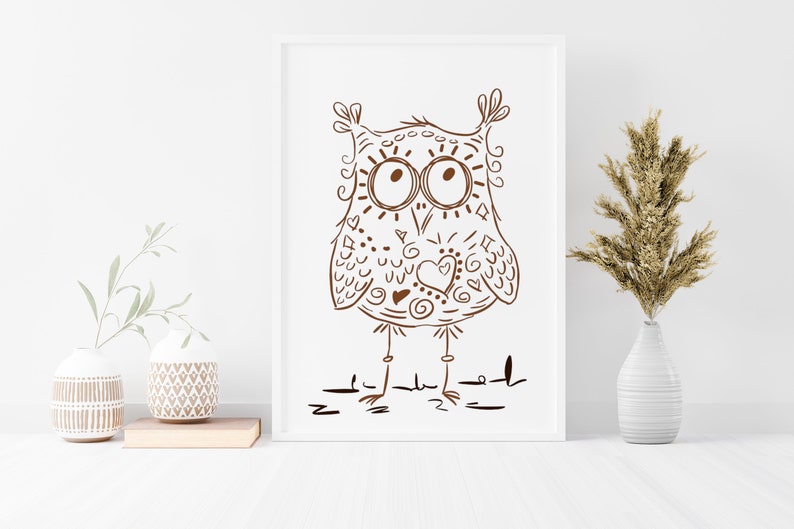 Eule Plotterdatei SVG PNG owl Outline bunt einfarbig - Etsy.de