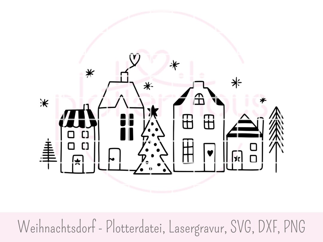 Christmas Village - Plotter File, Laser Engraving, SVG, DXF, PNG ...