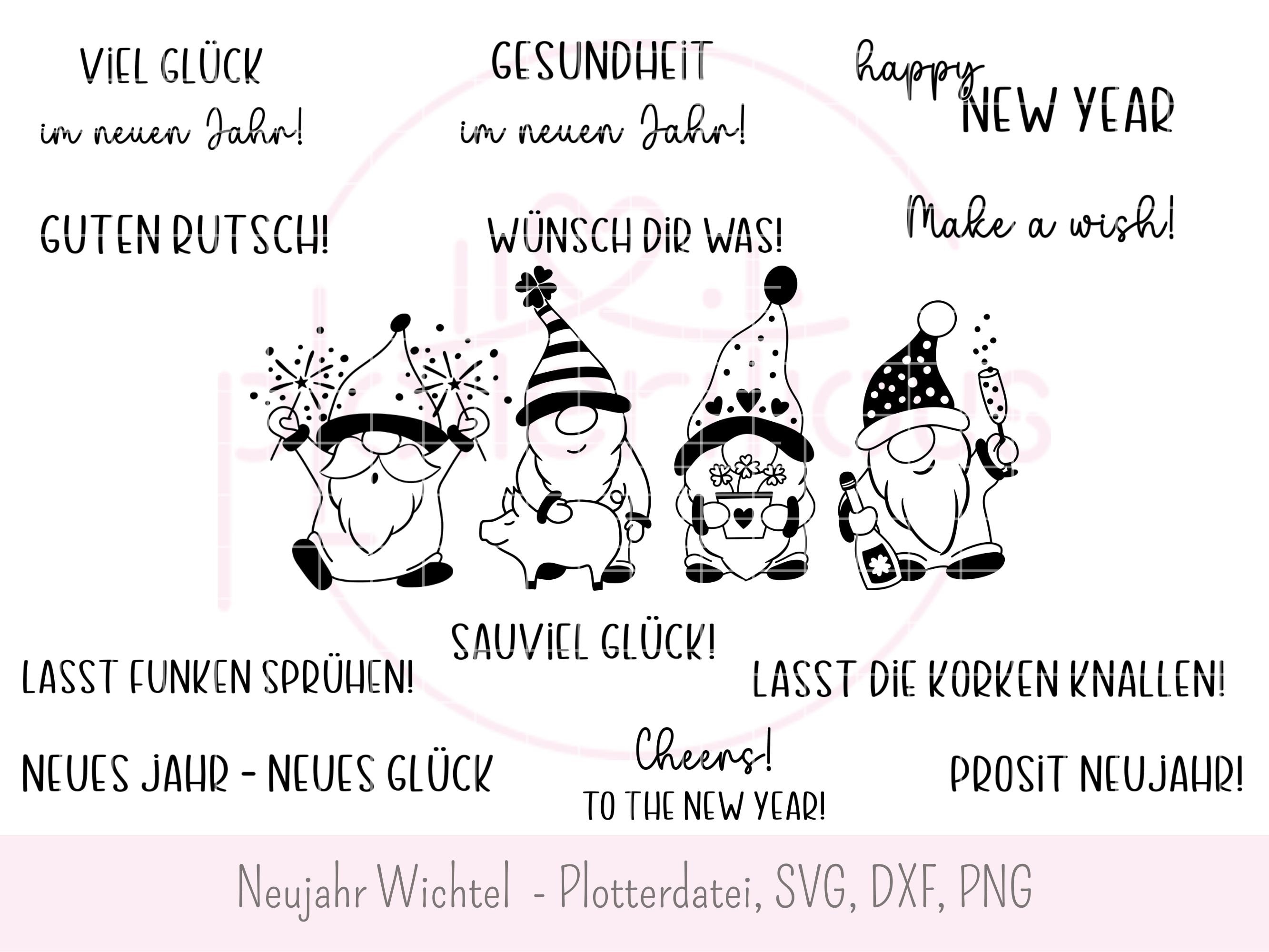 Bundle Neujahr Wichtel - Plotterdatei, SVG DXF PNG, Silvester ...