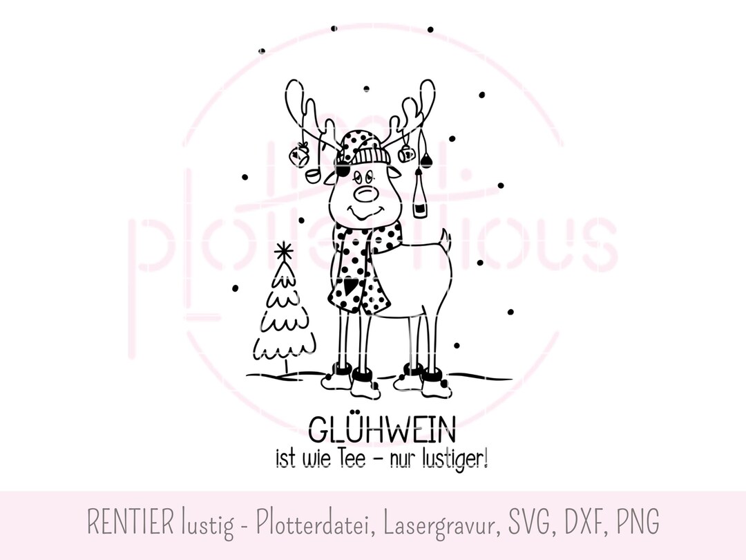 REINDEER Funny Drunk Plotter File Laser Engraving Svg Dxf Png Mulled ...