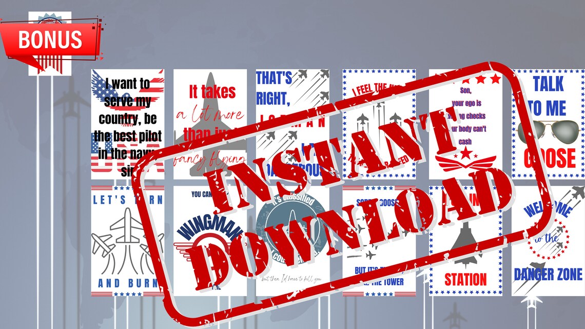 Top Gun Maverick Downloads 4 X 6 High Quality PDF Printables for Party ...