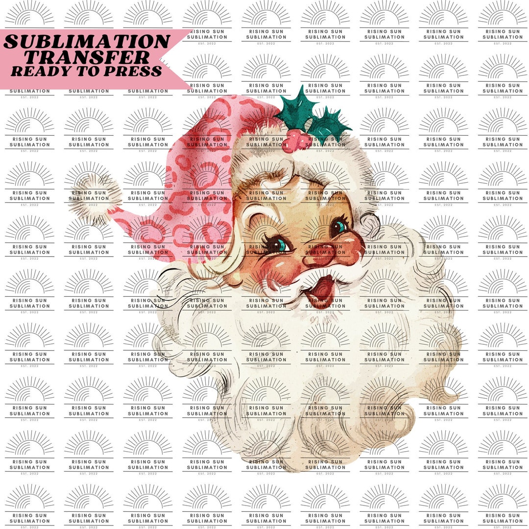 Vintage Pink Leopard Santa Claus, Ready to Press Sublimation Print ...