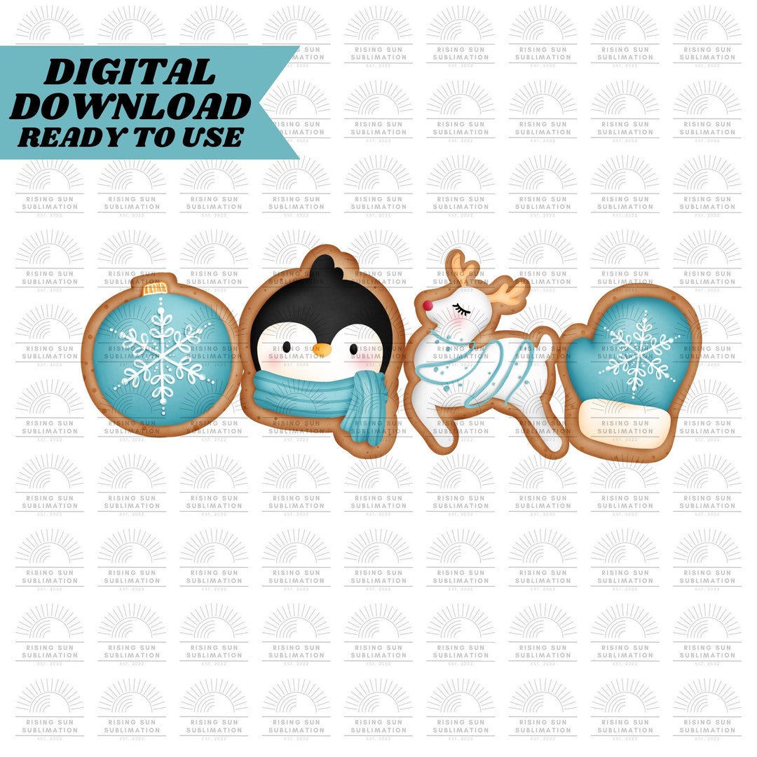 Blue & White Christmas Cookies, Gingerbread Cookies PNG, Christmas ...