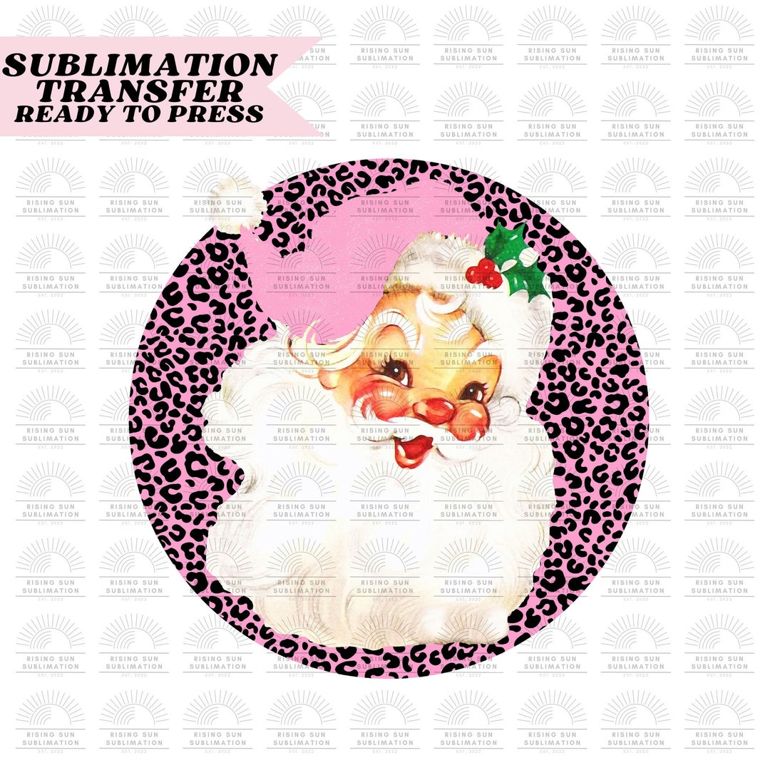 Vintage Pink & Leopard Santa Claus, Ready to Press Sublimation Print ...