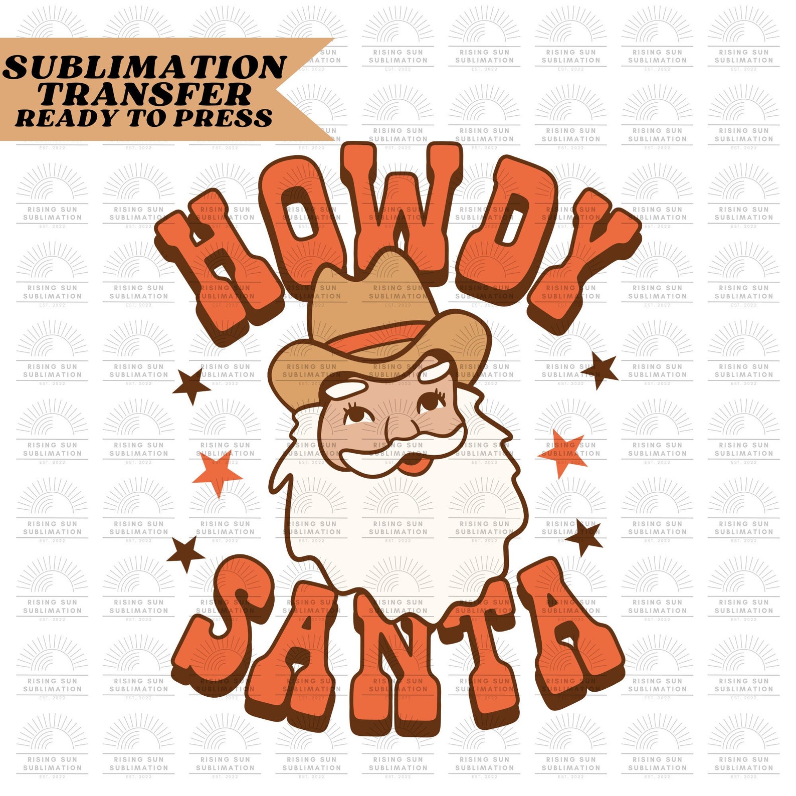 Howdy Santa Country Design Ready to Press Sublimation - Etsy