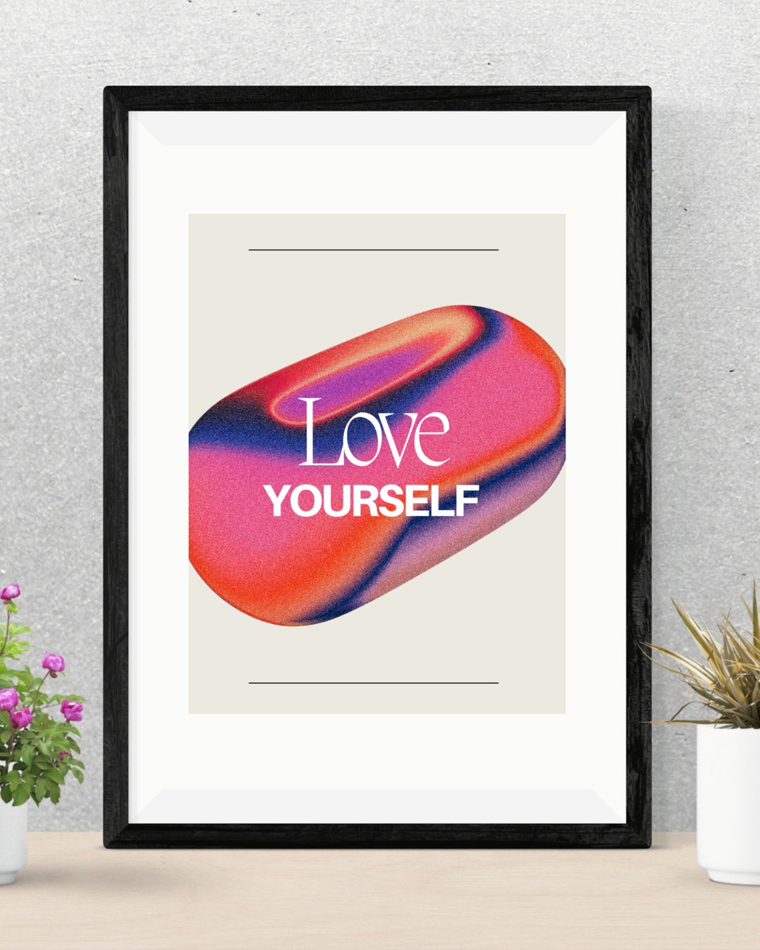 Love Yourself Digital Download, Retro Trendy Wall Decor, Large ...