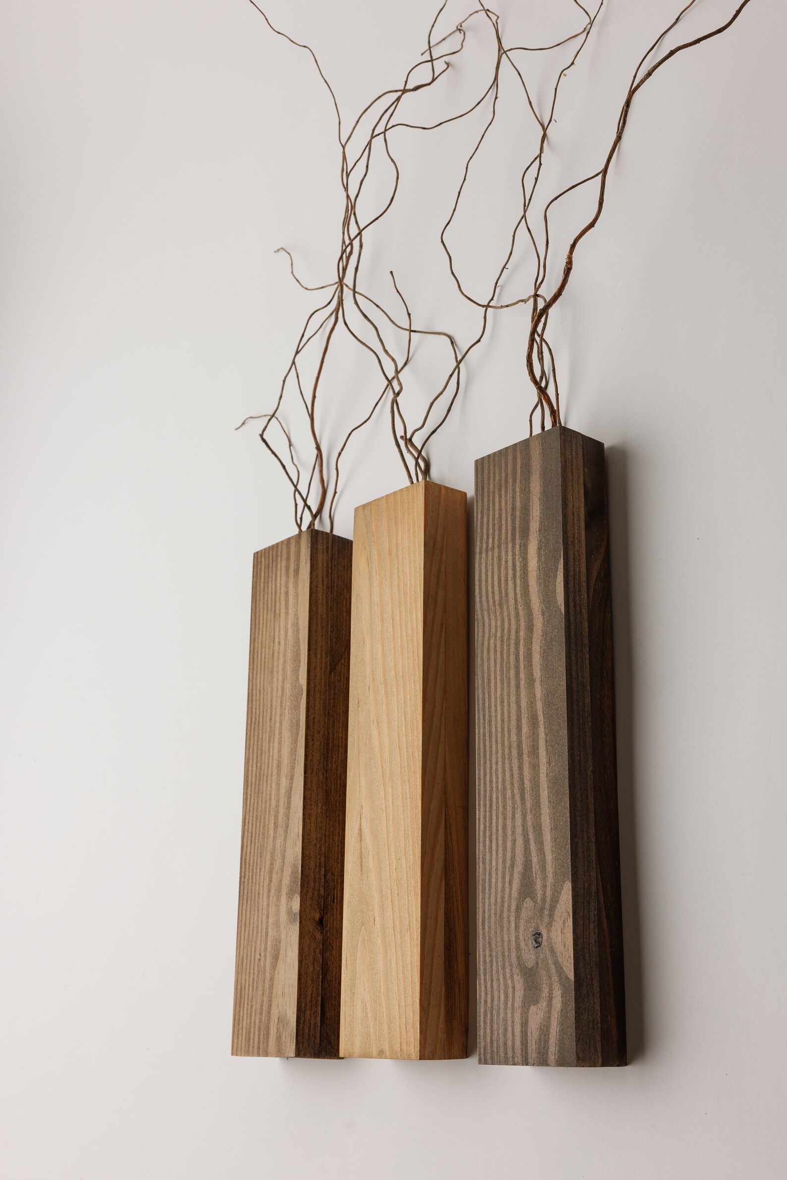 Slim Wood Wall Pockets 12-14" X 3" Vases | Made From Pine Tree Wood ...
