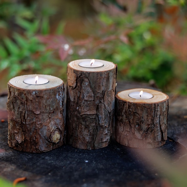 Log Candle Holder - Etsy