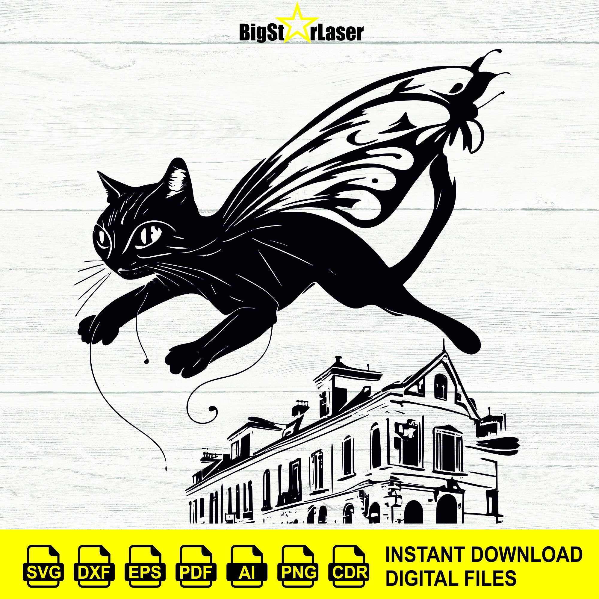 A Flying CAT. A Digital File for Instant Download. for Laser Engraving ...