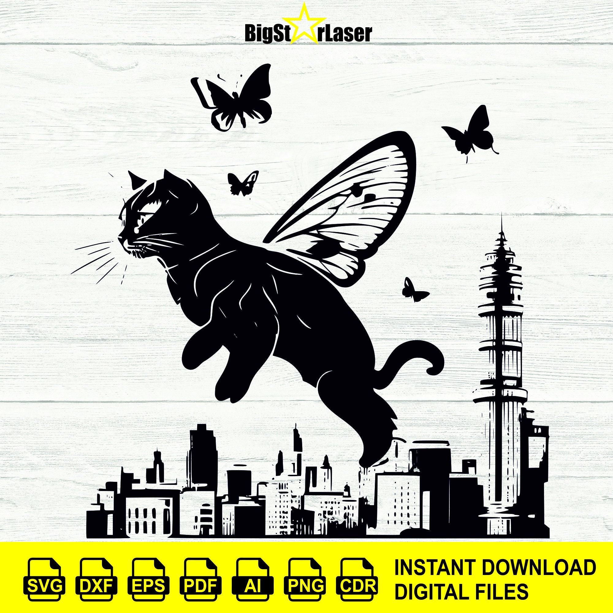 A Flying CAT. A Digital File for Instant Download. for Laser Engraving ...