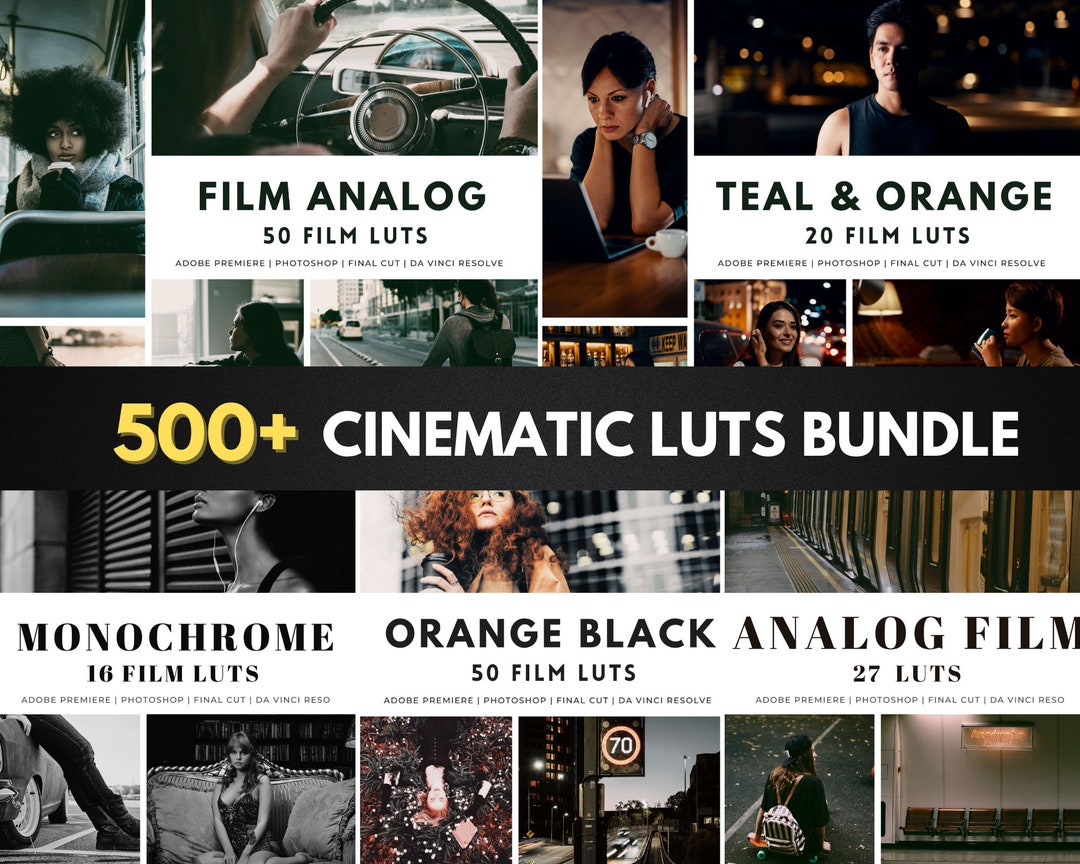 500 Professional Cinematic Film Luts Pack Color Grading | Video Presets ...