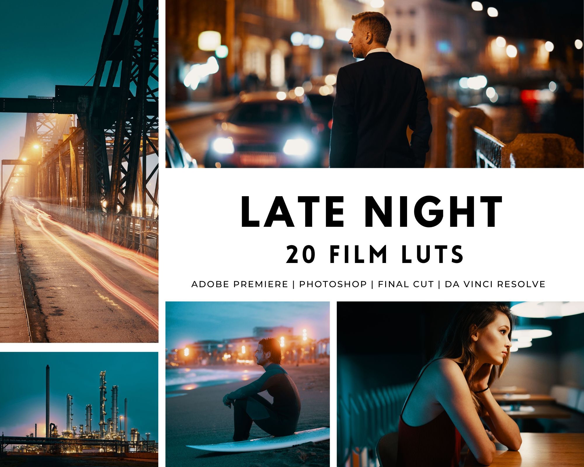 20 Night Cinematic Luts Pack for Color Grading Video Presets, Photo ...