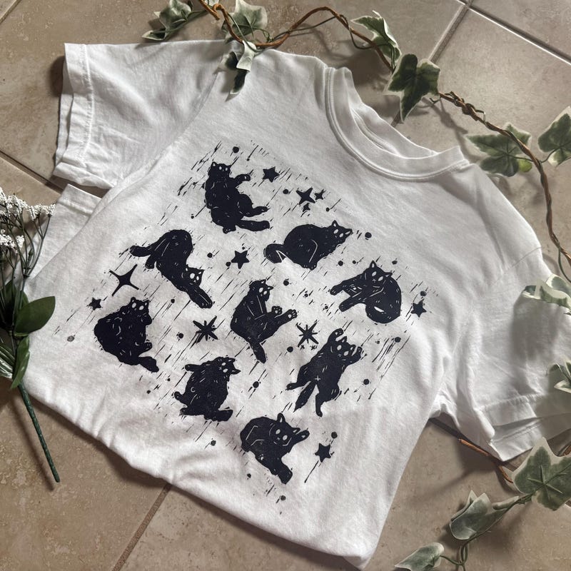 Lucky Cat Print T Shirts - Etsy