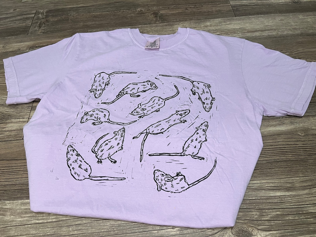 Hand Printed Rats Shirt: Block Print Tee - Etsy