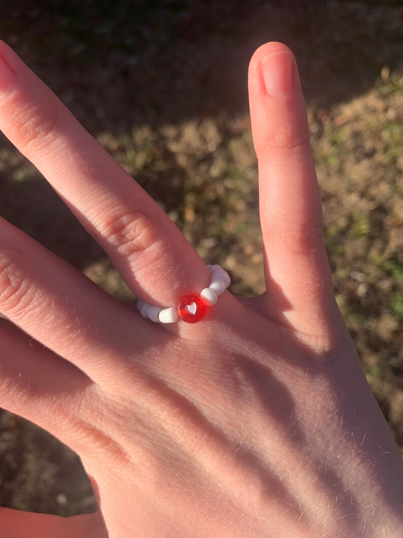 Stackable Heart Rings Preppy Heart Rings Seed Bead Heart - Etsy