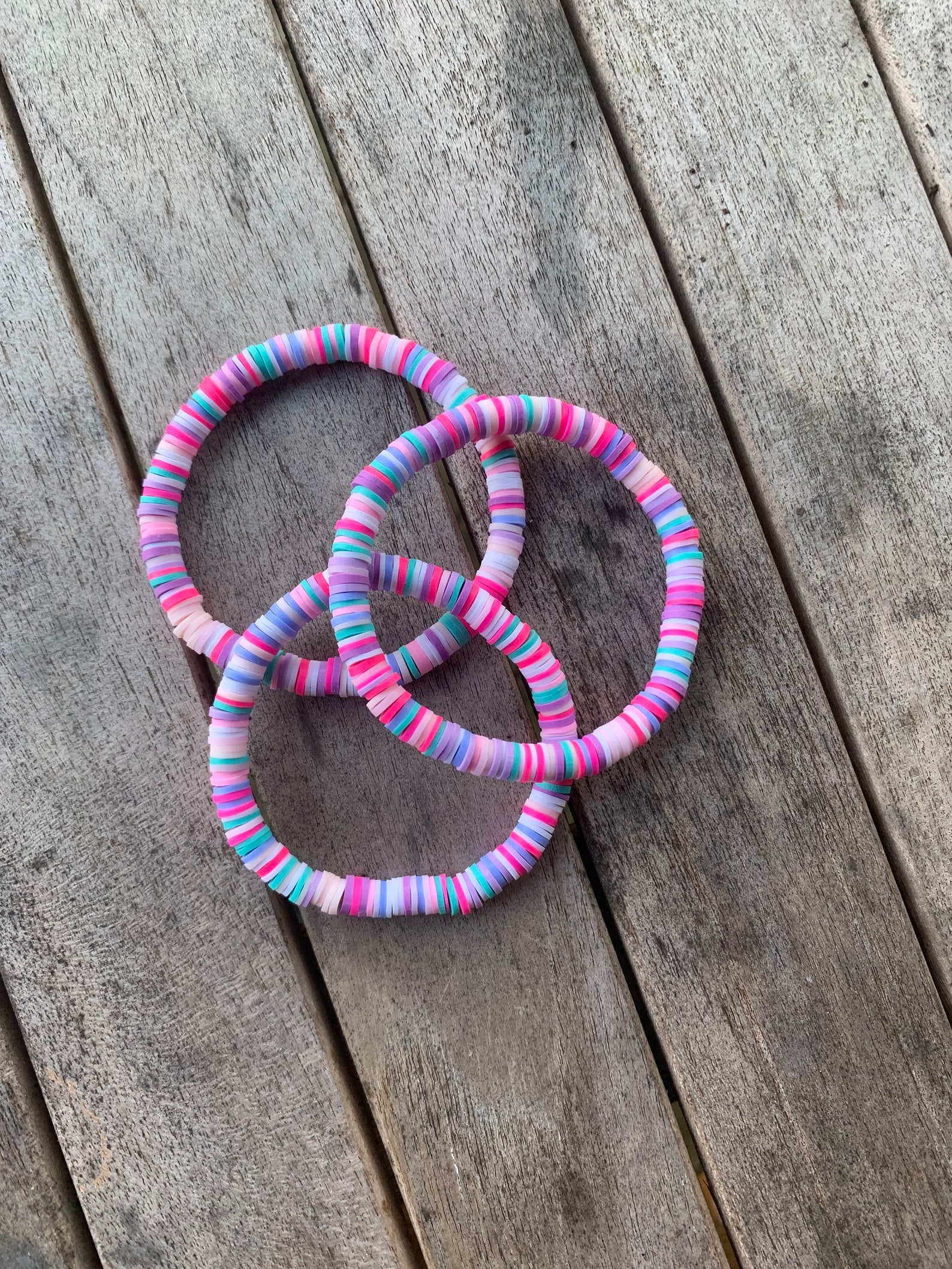 Bright Bubbles Preppy Clay Bead Bracelet Clay Bead Bracelet Pink, Blue ...