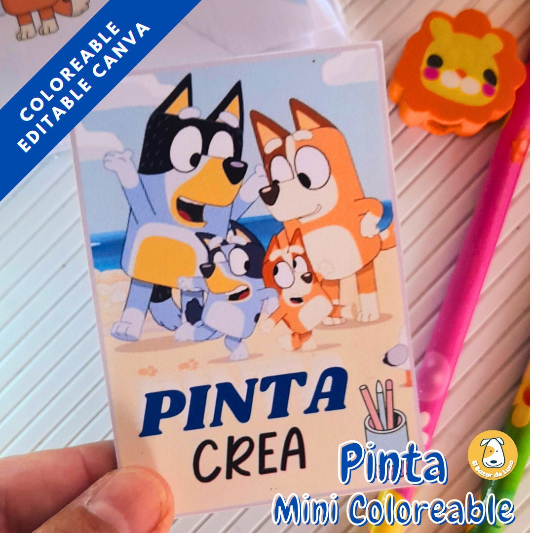 Mini Libro para Colorear Acordeón Temática Bluey PDF Enlace Canva ...