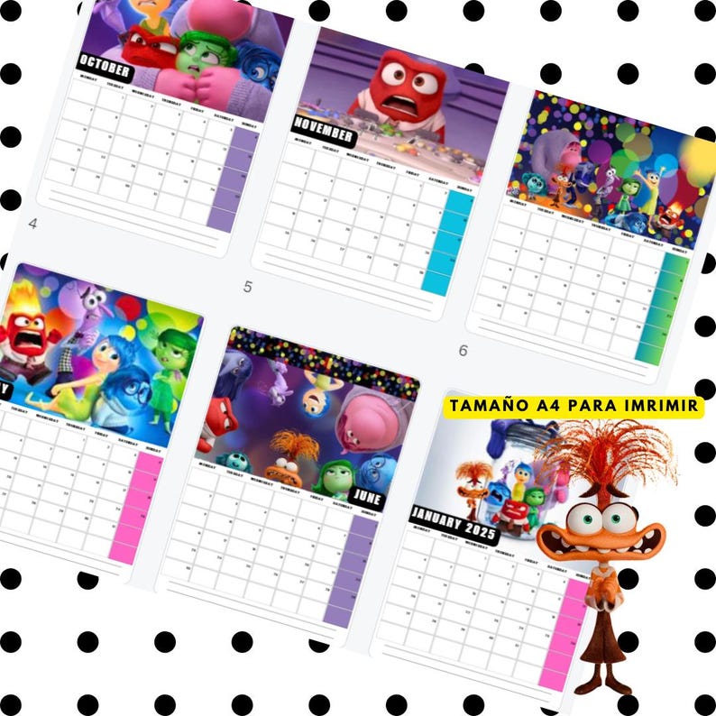 Calendar Inside Out Emociones 2024 - 2025 English Pdf Format Planner ...