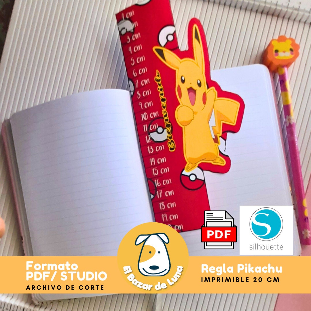 Ruler 20 Cm Pikachu PDF / Cut File Studio Separator, Bookmark, Book ...