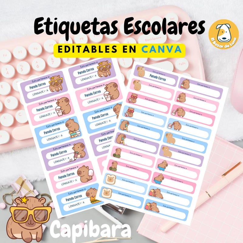 Capybara School Name Tags - Etsy