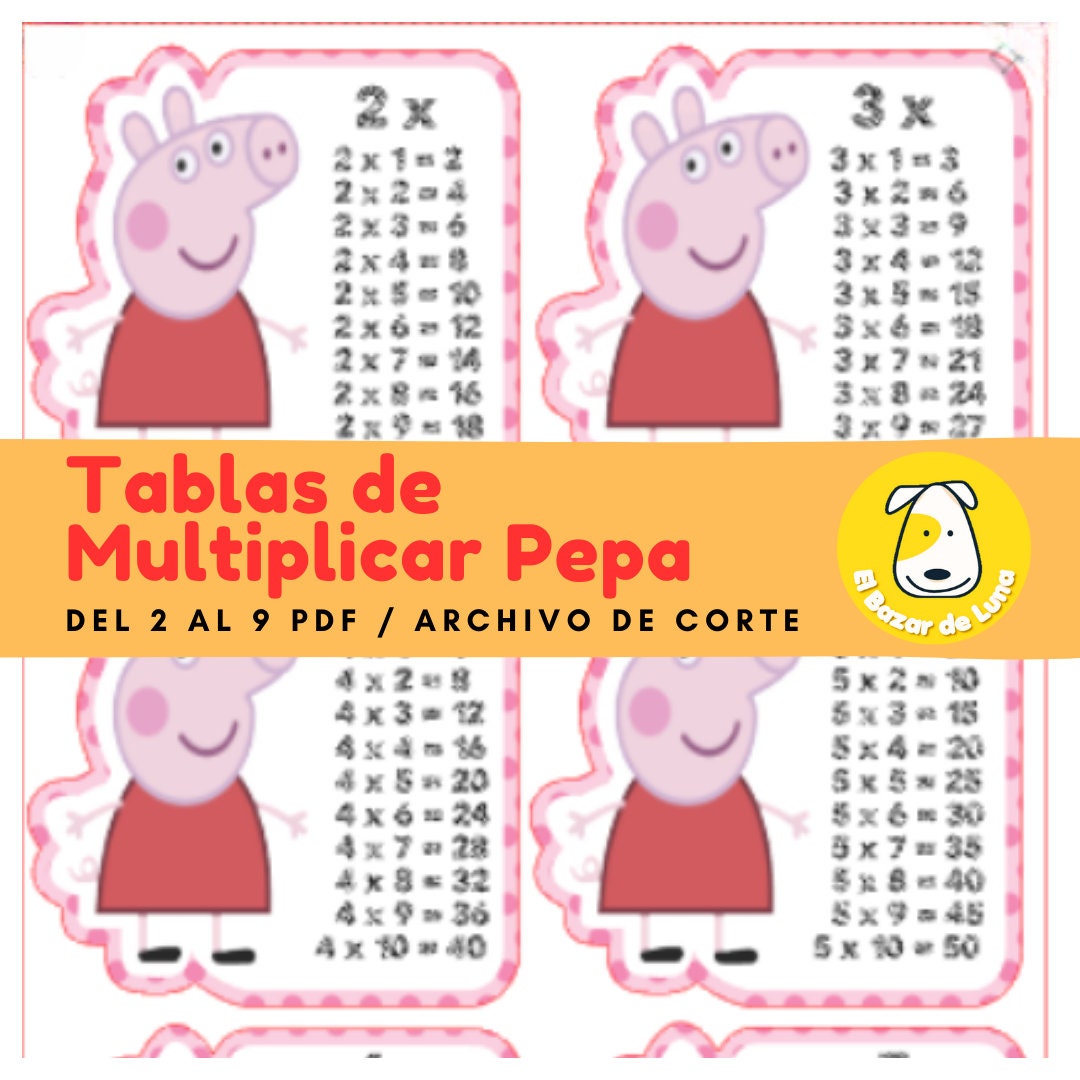 Pepa Multiplication Tables From 2 to 9 PDF / Studio3 Cutting File ...