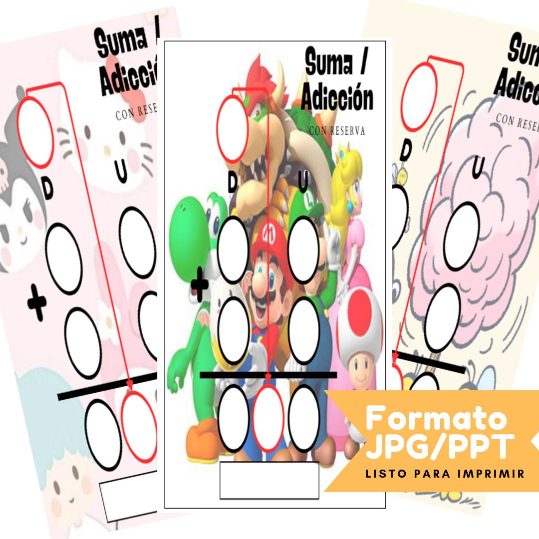 Tarjetas Didácticas Sumas con reserva formato JPG/ PPT imprimible ...
