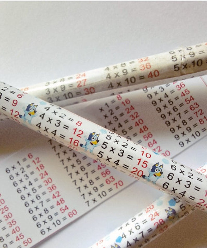 Multiplication Tables for Pencil PDF Cutting File Bluey Design ...